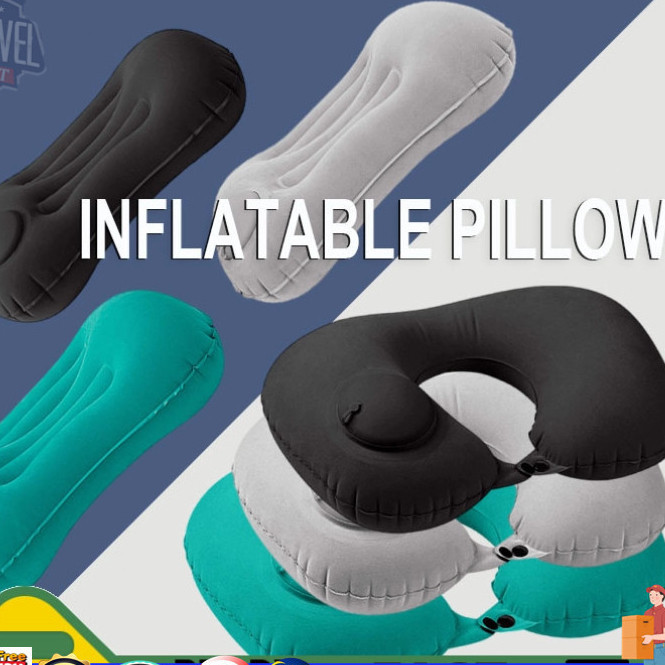 Portable travel Pillow Inflatable bantal PVC Air Pillows Camping Sleep ...