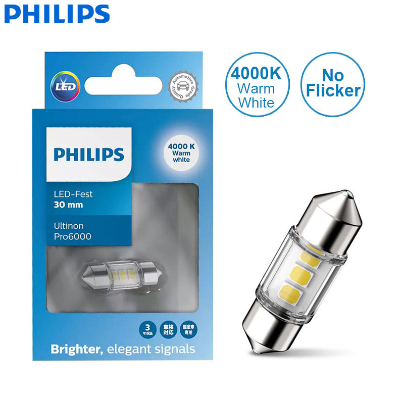 Philips LED C5W Festoon Fest 30mm Ultinon Pro6000 4000K White Car ...