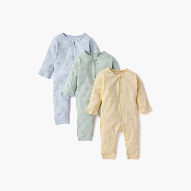 Babyshop Juniors Dinosaur Print Sleepsuit with Long Sleeves and Zip Closure - Set of 3 | Shopee ...