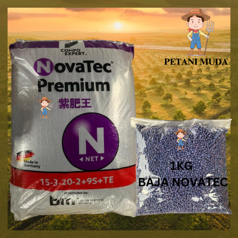1KG BAJA BUAH NOVATEC PREMIUM 15-3-20-2+10S+TE REPACK Baja Buah Ungu ...
