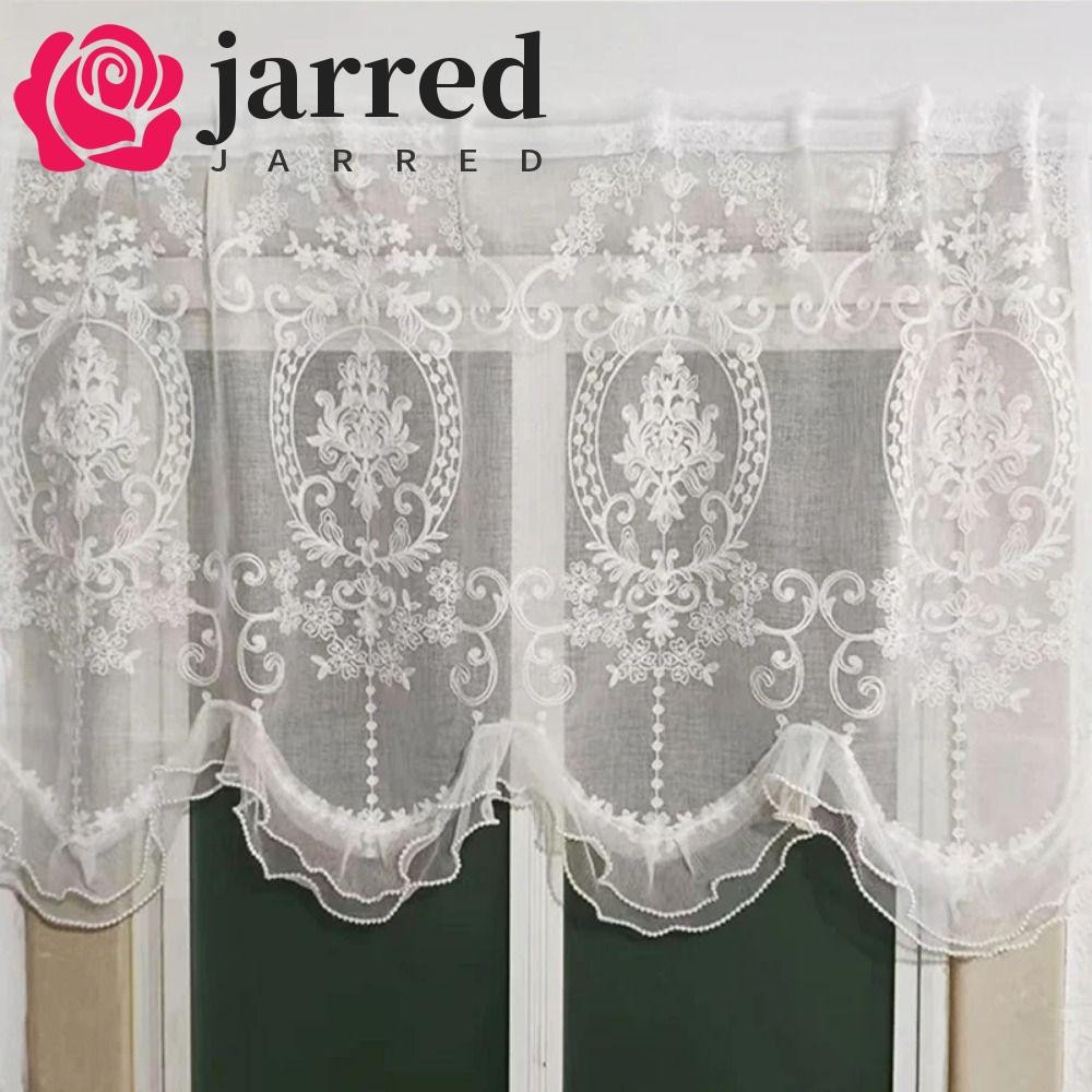 JARRED Ruffled Lace Short Sheer Curtain, Embroidered Double Pearls Lace ...