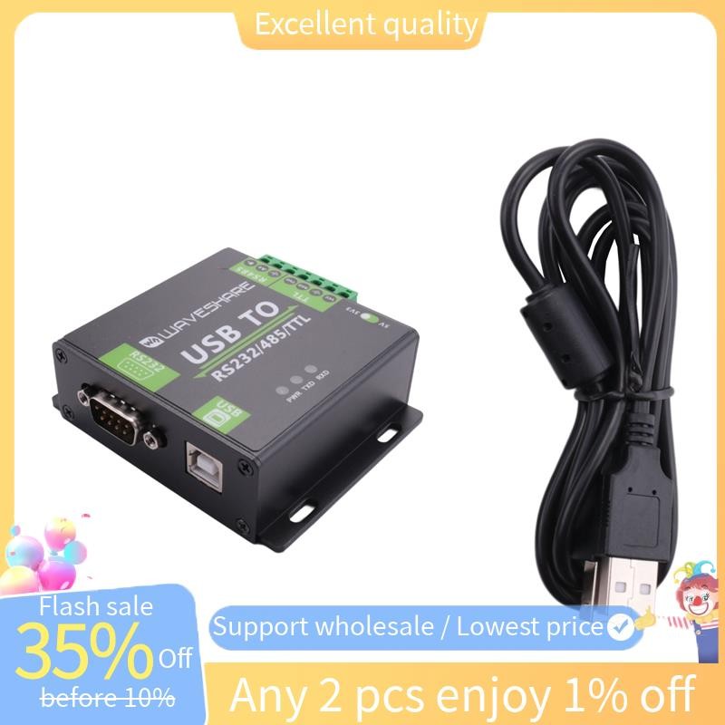 Waveshare Industrial USB TO RS232/RS485/TTL Isolated Converter with FT232RL Embedded Protection ...