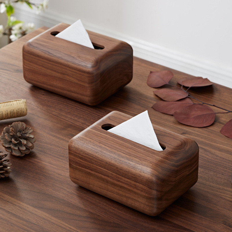Black walnut solid wood tissue box light luxury tissue box household ...