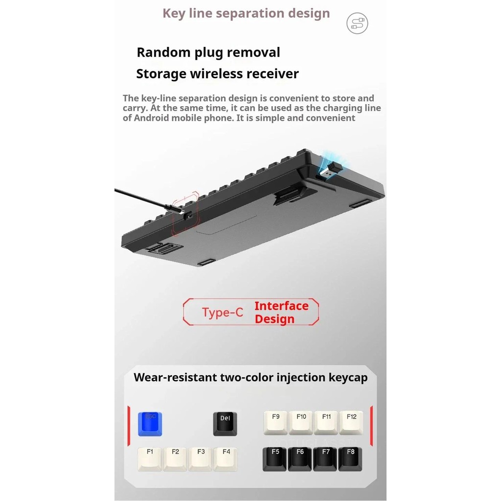 K79 Three Mode Mechanical Keyboard Hot Swappable Gasket Wireless Gaming ...