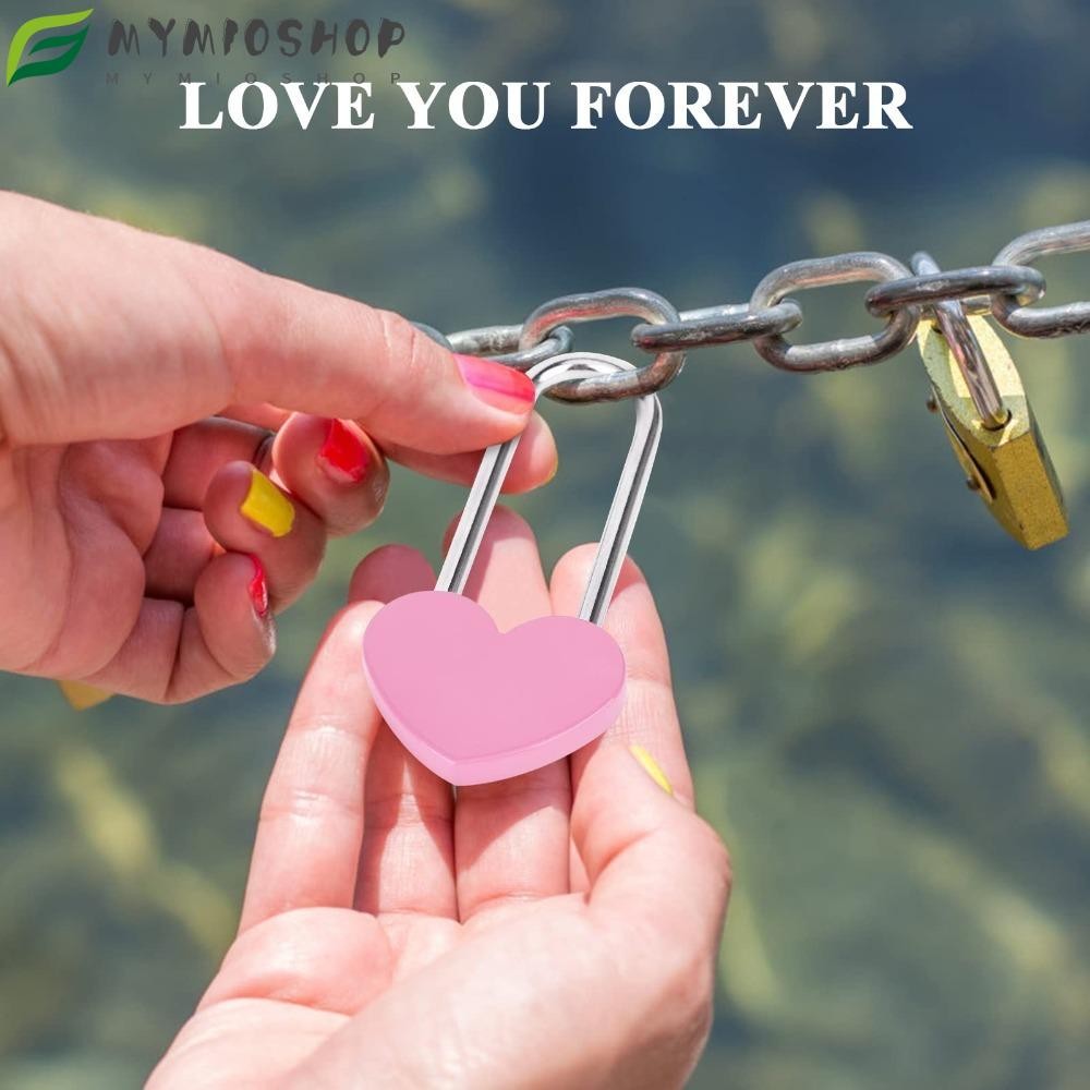MIOSHOP Love Lock, 3.5 Inch 50mm Zinc Heart Padlock, Tourist Attractions Multicolor with No Key ...
