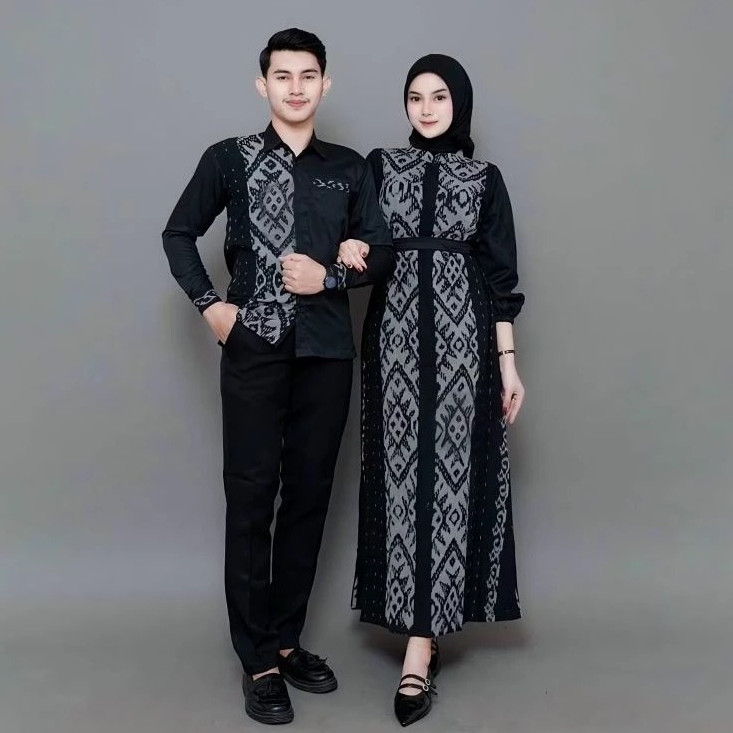 Ramadan COUPLE BATIK SET - DRESS BELVIA COUPLE BLACK - PADMA BLACK ...