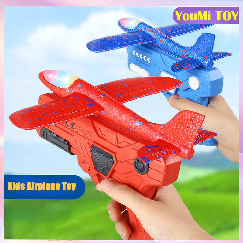 Kids Airplane Toy LED Plane Toy Throwing Foam Airplane Launcher Toy ...