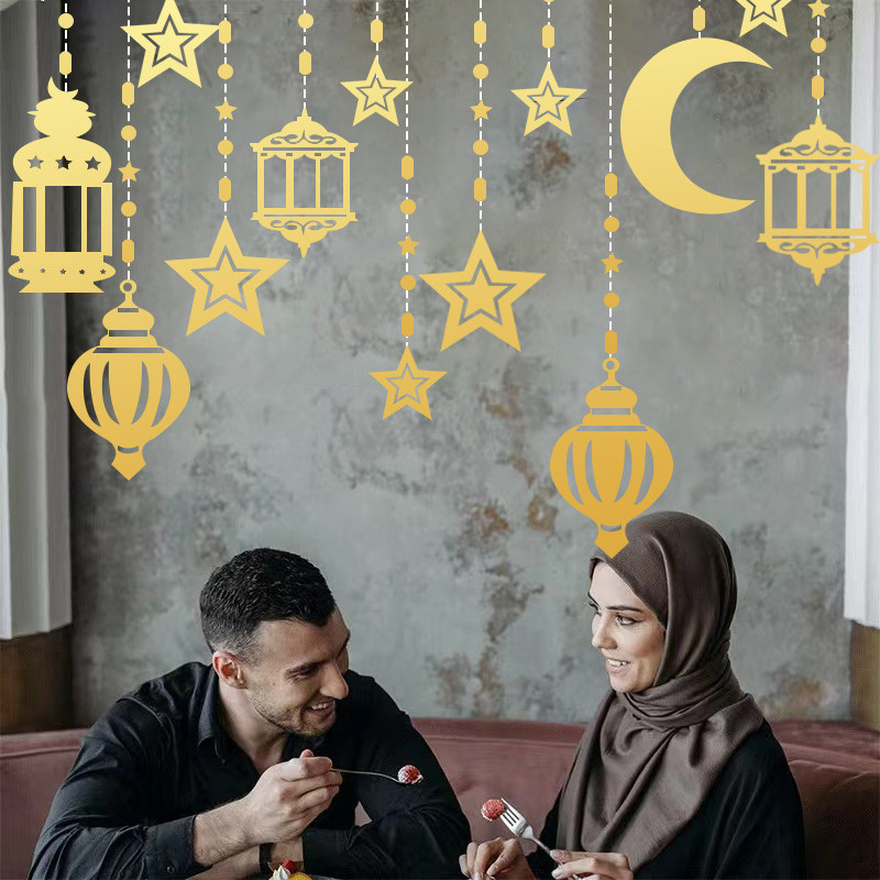 6pcs/1set Ramadan Party Banner Hari Raya Hanging Pendant Eid Mubarak ...