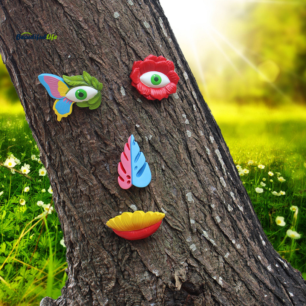 beautifullife Garden Tree Decor Tree Face Decoration Colorful Flower ...