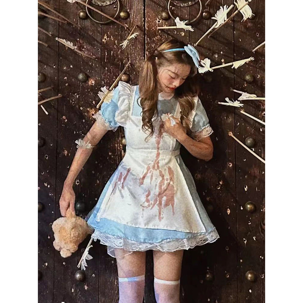 Halloween cos costume Dark Series Alice Dress Bloody Horror cosplay ...