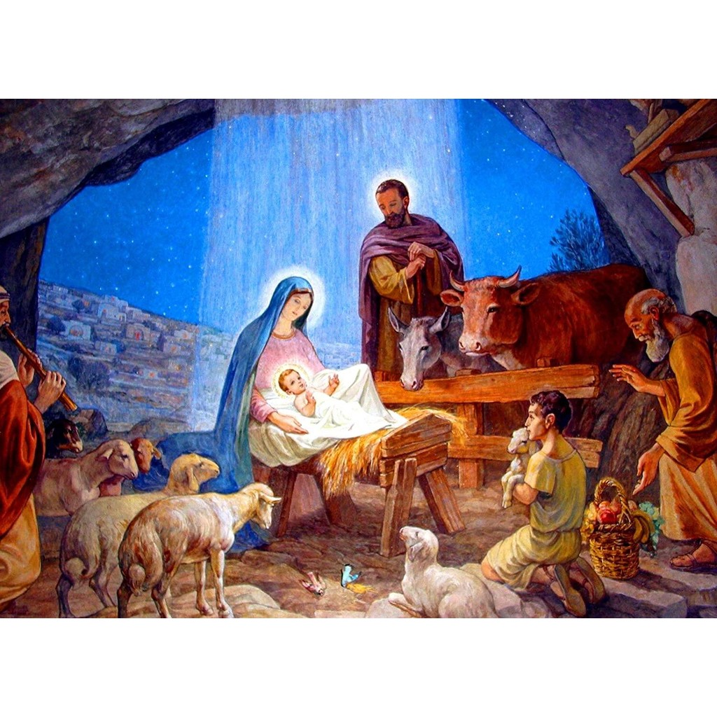 Nativity Scene Christmas Poster Print a Holy Family Mary and Infant ...