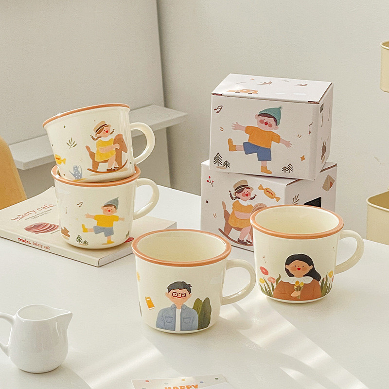 Creative Cartoon Ceramic Mug For Family Breakfast Ceramic Cup | Shopee ...