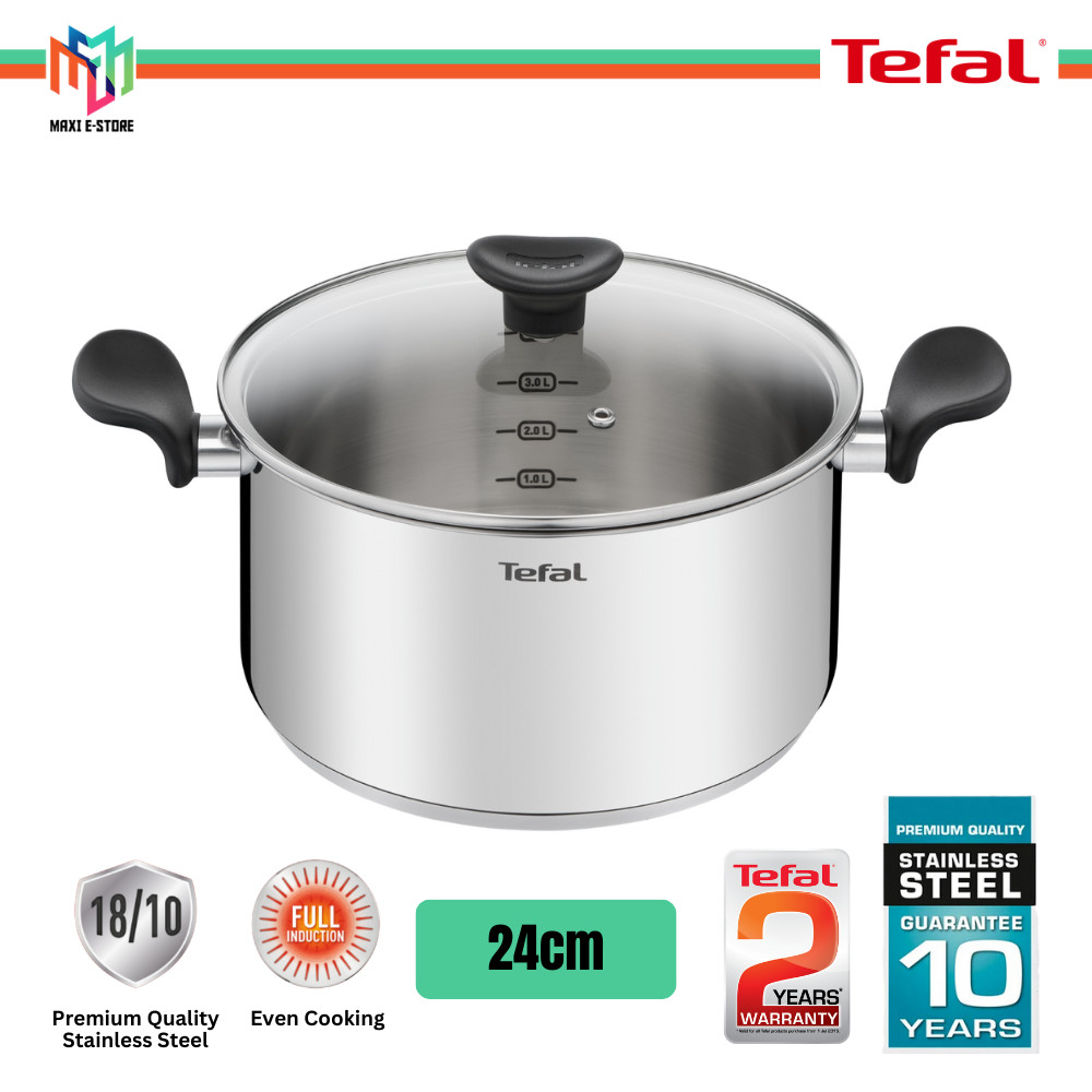Tefal E30846 Primary Stewpot with lid 24cm Stainless Steel Induction Compatible | Shopee Malaysia