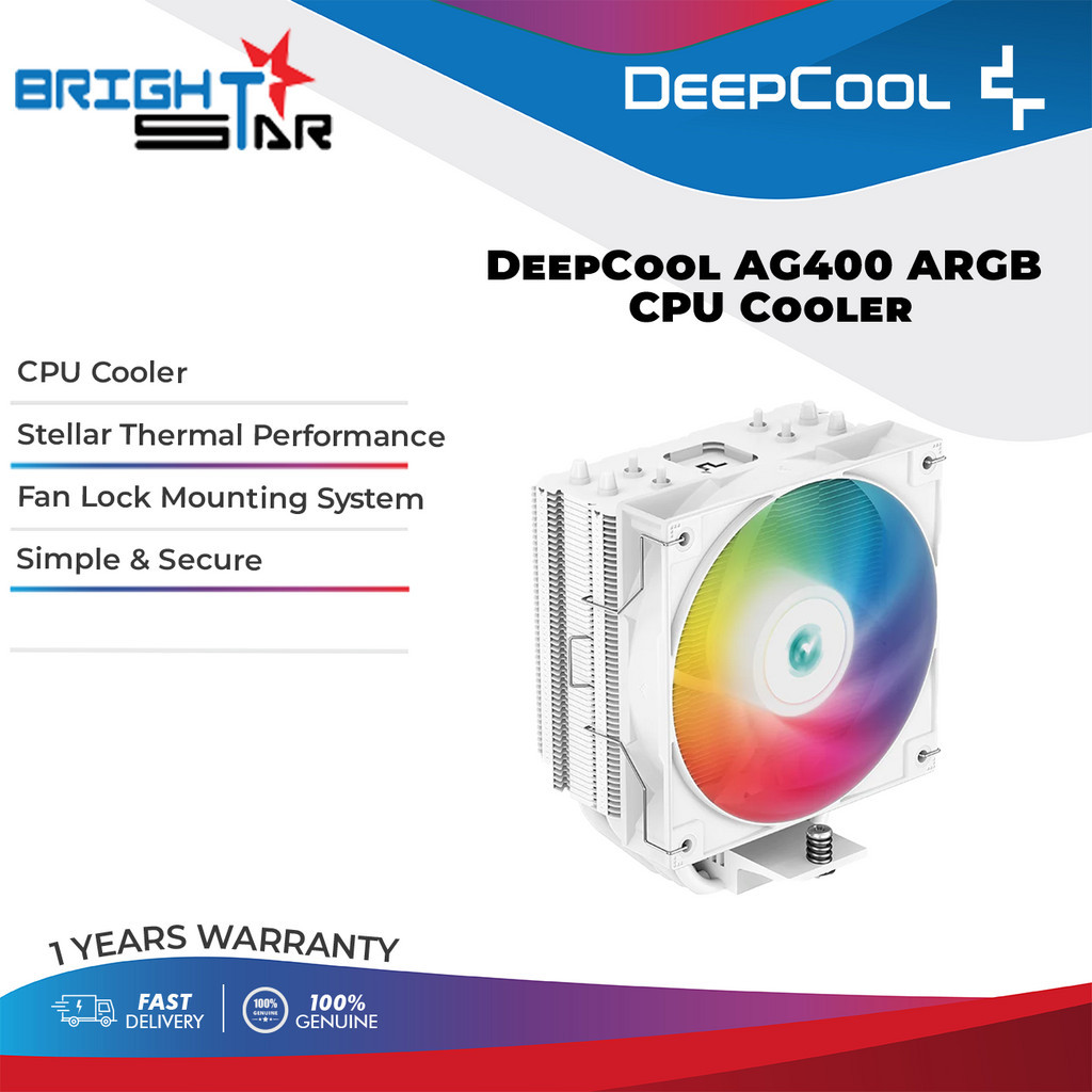 DEEPCOOL AG400 ARGB CPU Air Cooler (Black, White) | Shopee Malaysia