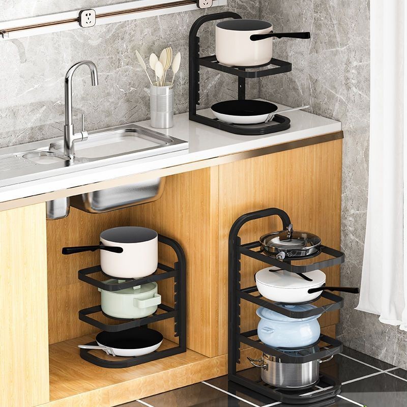 Pot Rack Kitchen Adjustable Organiser Under Sink Rack multi-layer pot ...