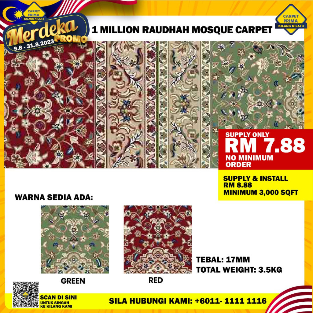 RAUDHAH 1M MOSQUE CARPET | Shopee Malaysia