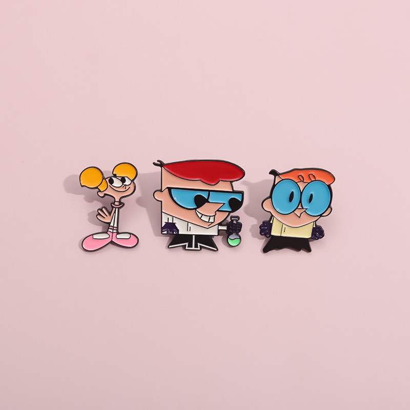 Classic Cartoon Characters Science Enamel Brooches Anime Dexter's ...