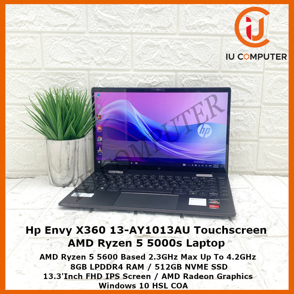 HP ENVY X360 13-AY1013AU TOUCHSCREEN AMD RYZEN 5 5600U 8GB LPDDR4 RAM ...