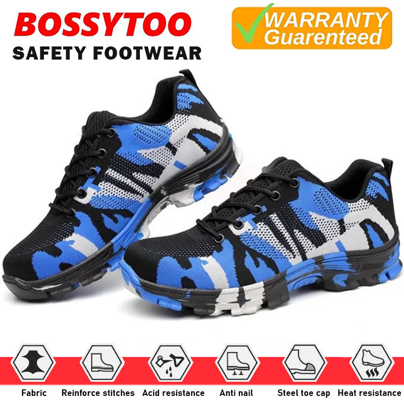 BOSSYTOO Steel Toe Cap Mid Sole Low Cut Safety Shoe Shoes Kasut Kerja ...