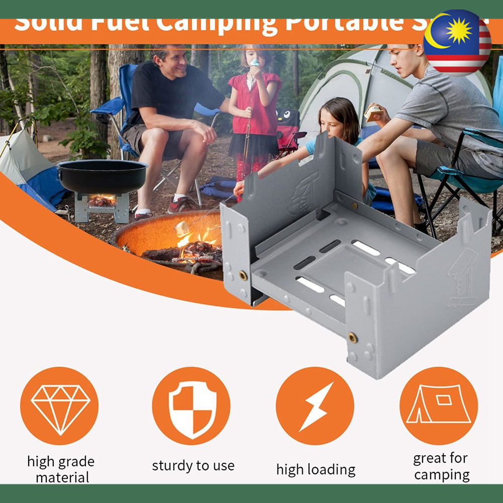 Cc Outdoor Camping Stove Mini Foldable Hexamine Solid Fuel Wax Burner ...