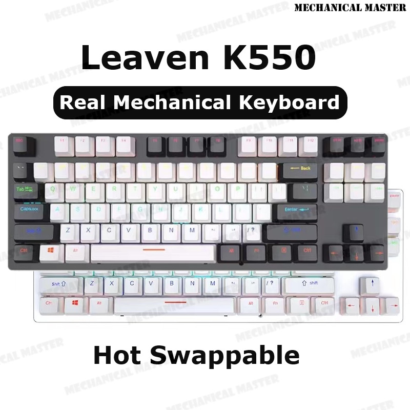 Leaven K550 Real Mechanical Keyboard TKL 80% Gaming Keyboard Ergonomic ...