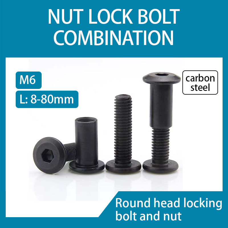 M6 Black nut and daughter screw, lock screw, nut, butt screw, internal ...