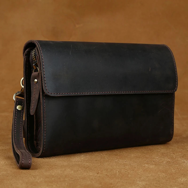 Men Purse Genuine Leather Day Clutches For Male Vintage Style Hand ...