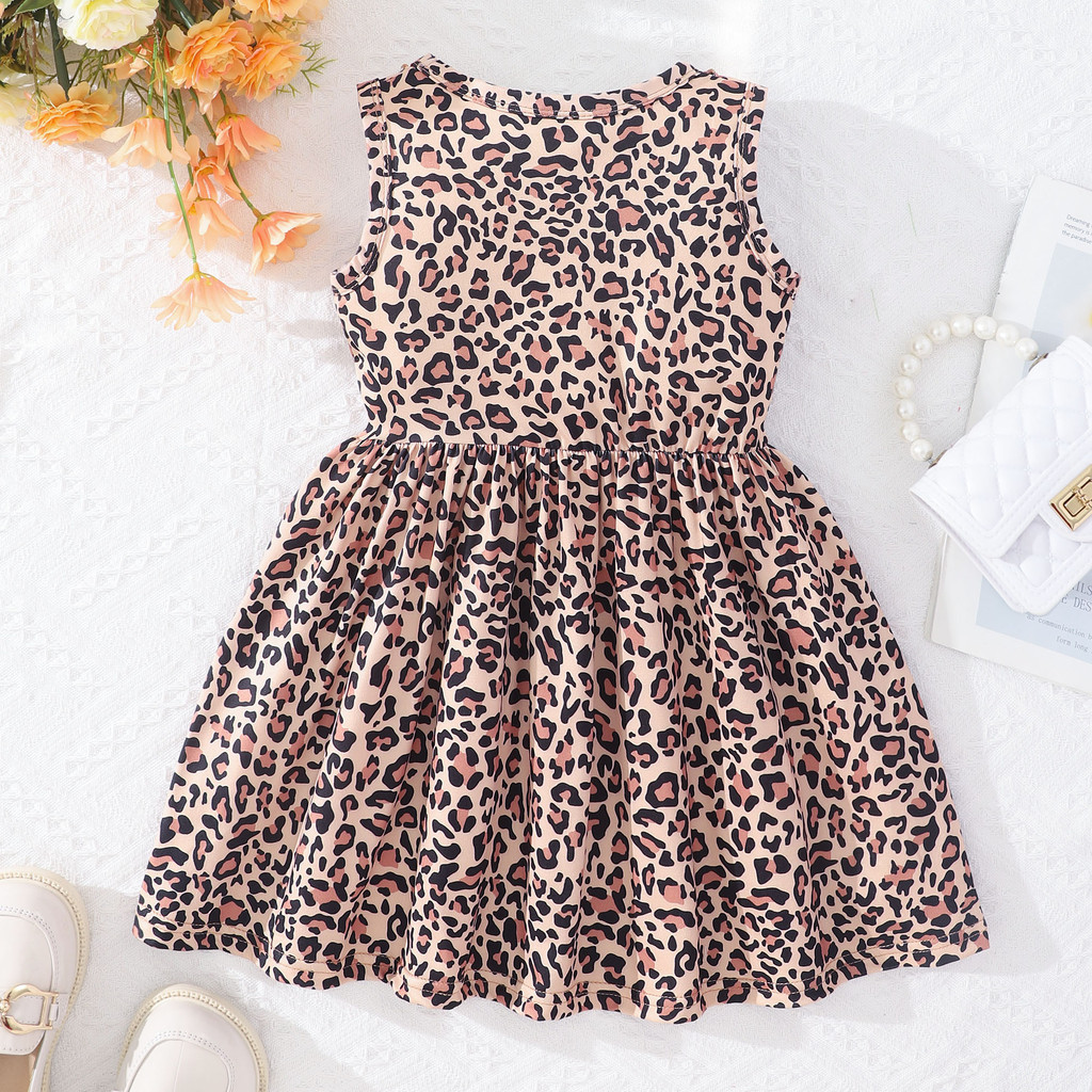 2026 Leopard Dress Kids Girl Clothes Sleeveless 3 4 5 6 7 Years Old ...