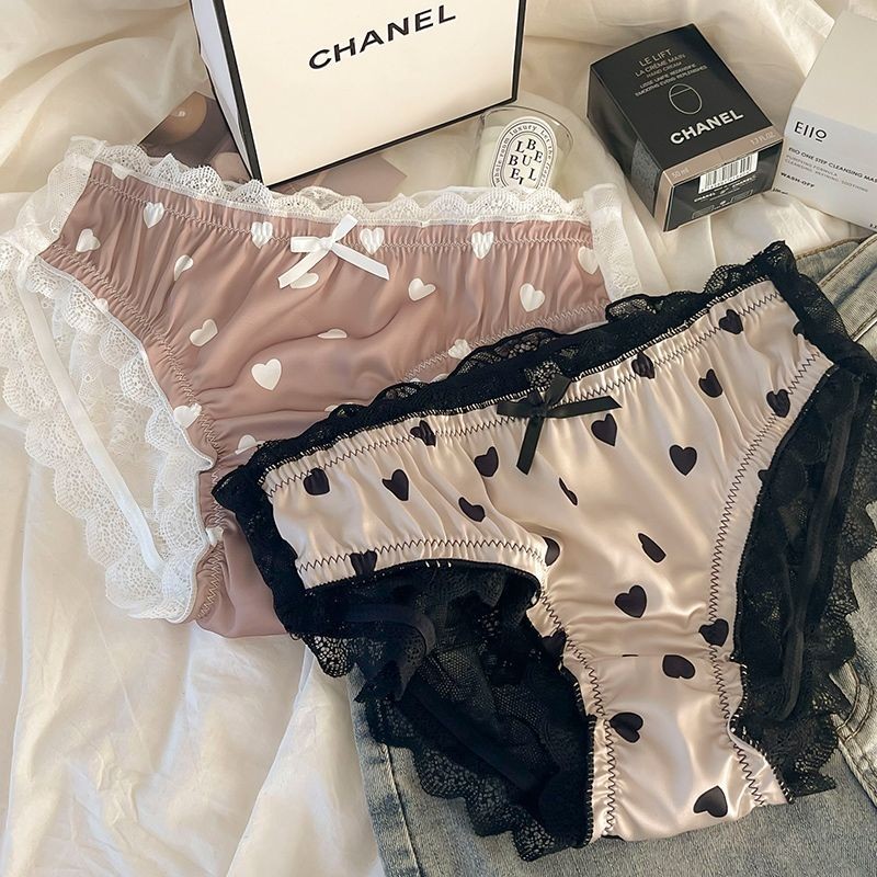 Women's Japanese-Style Heart-Shaped Sexy Lace Pure Hollow Transparent Ruffled Women's Mid-Waist ...