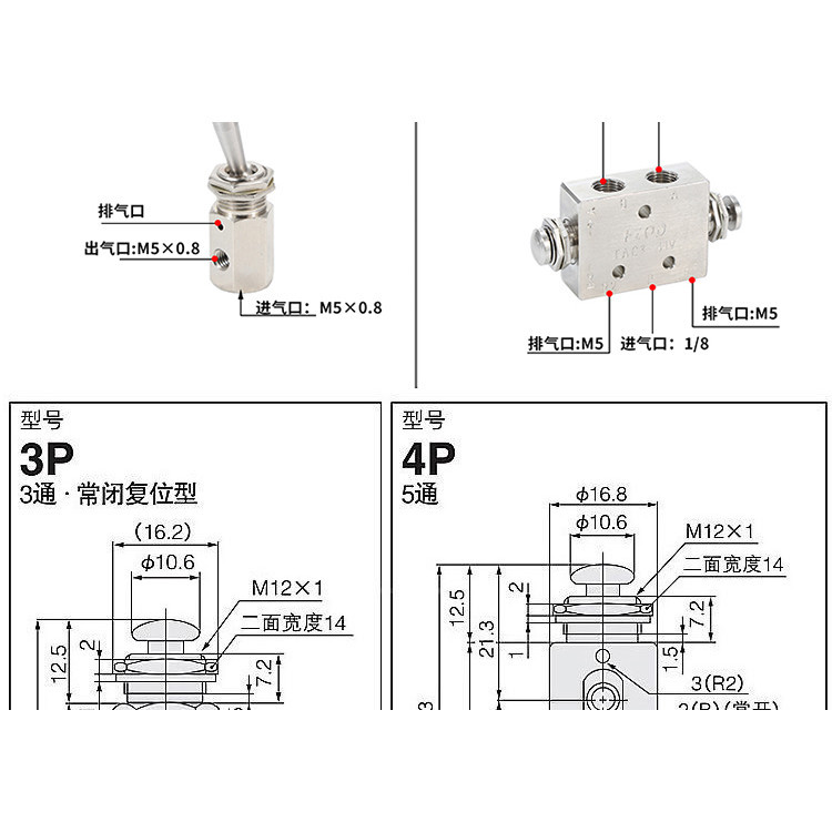 Koganei Pneumatic Mechanical Valve TAC2-41V/41P/31V/31P/2V/2P/41PP TAC-4V/4P/3V/3P/2V/2P Manual ...