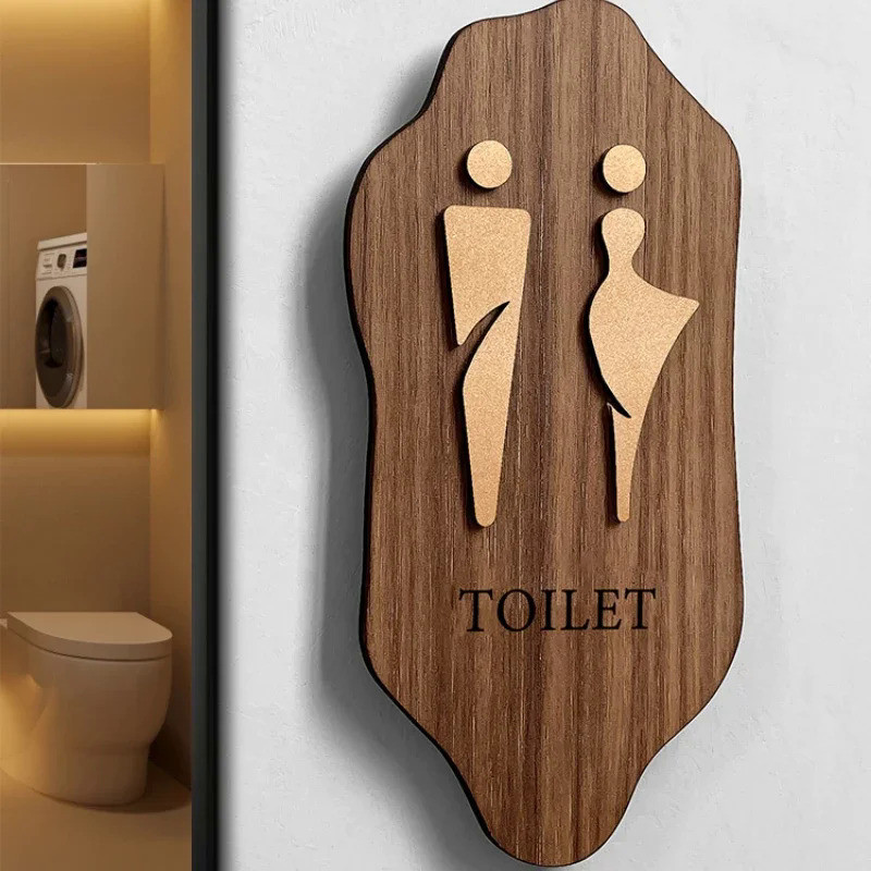 YY Wooden Signage Toilet Men's and Women's Restroom Signage Hotel WC ...