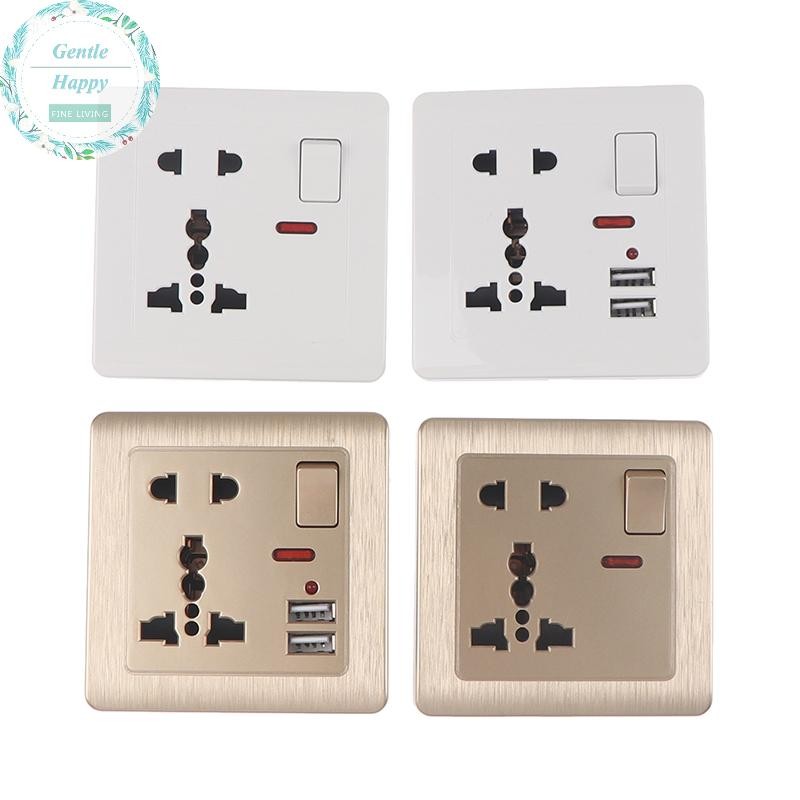 GentleHappy Universal Wall Socket With LED Light Switch 5 Hole USB Wall ...