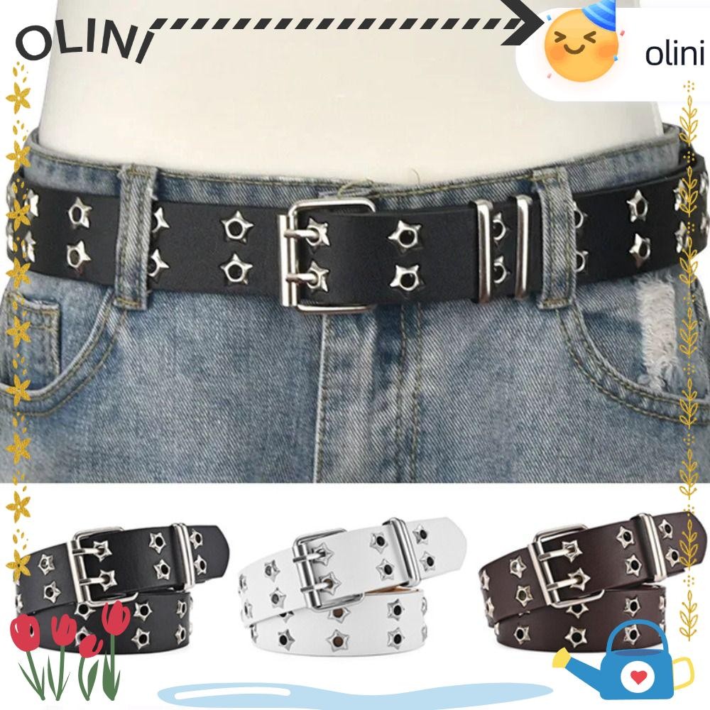 OLINI Rivet Belts, Punk Rock Style Star Eyelet Gothic Leather Belt, Hip ...