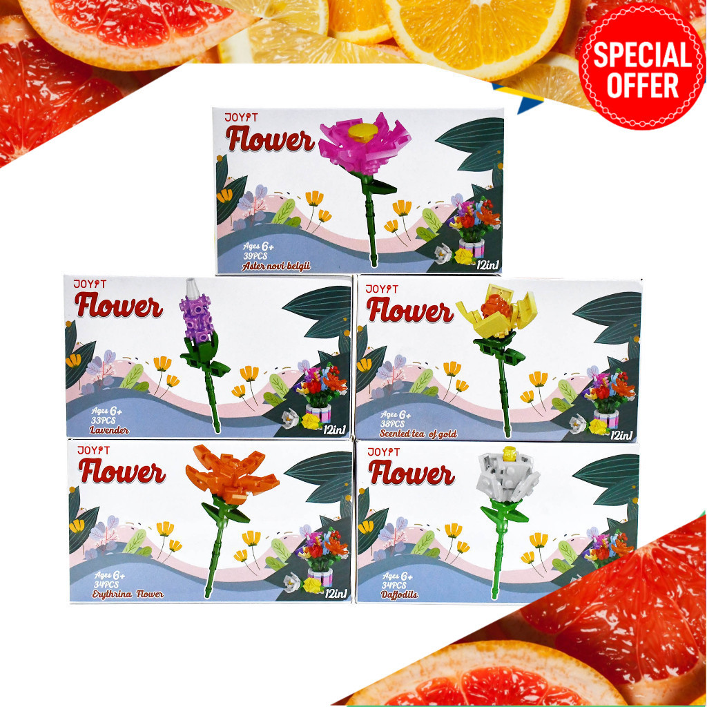 (38pcs/Box) Bunga Permainan Joyit Flower Bouquet Building Blocks ...