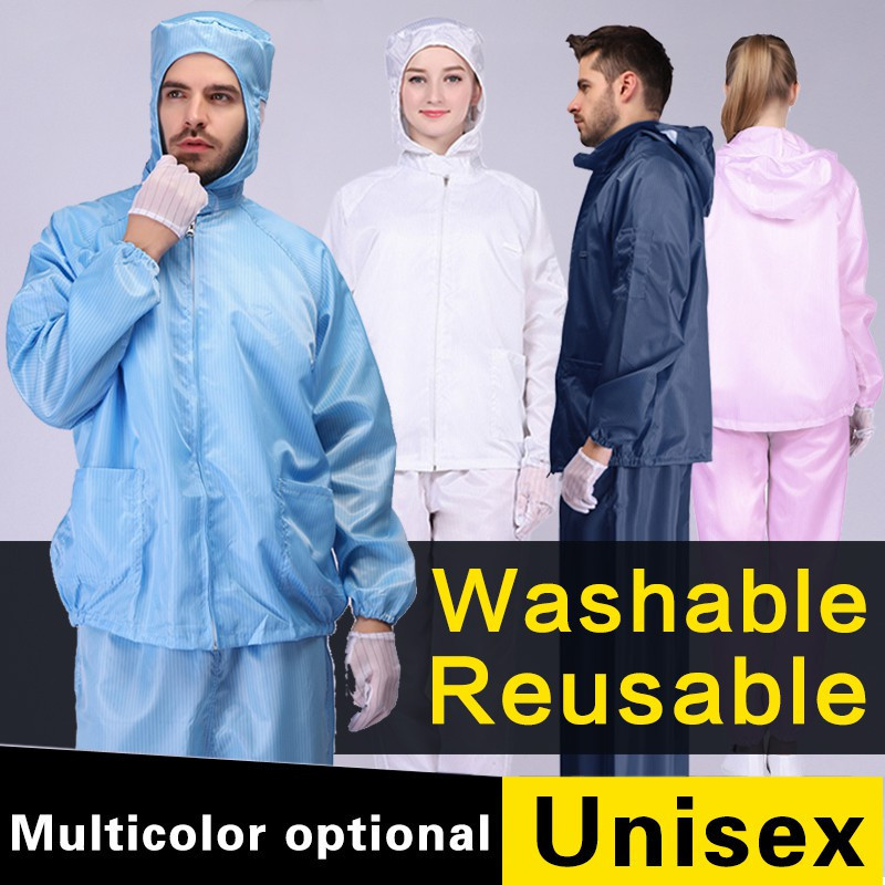 Clean room suit 2 in 1 PPE Protective Suit Washable Antistatic Coverall ...
