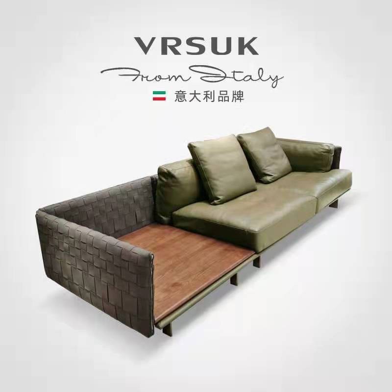 Set Sofa Kulit Tulen Minimalis Itali Ruang Tamu Lapisan Atas Kulit ...