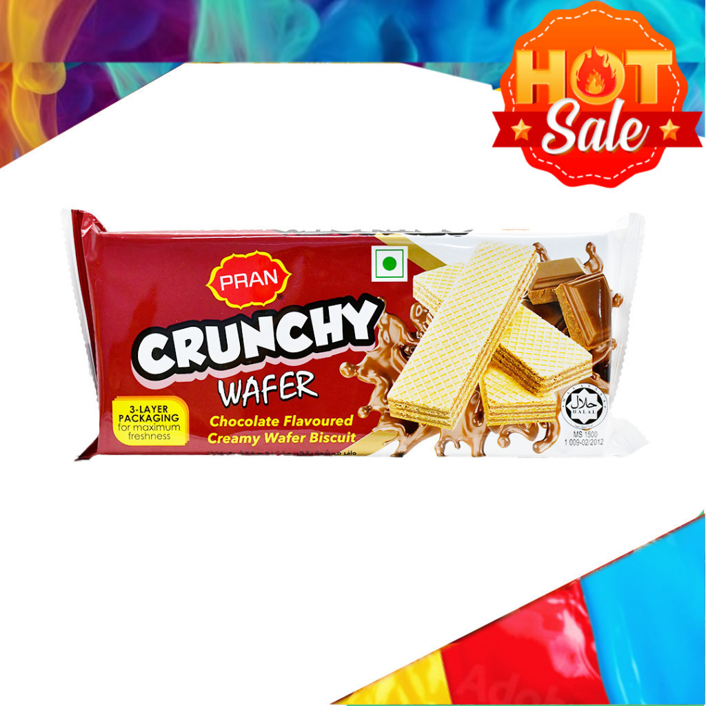 Biskut Wafer Coklat, Biskut Coklat Pran Crunchy Chocolate Flavoured ...