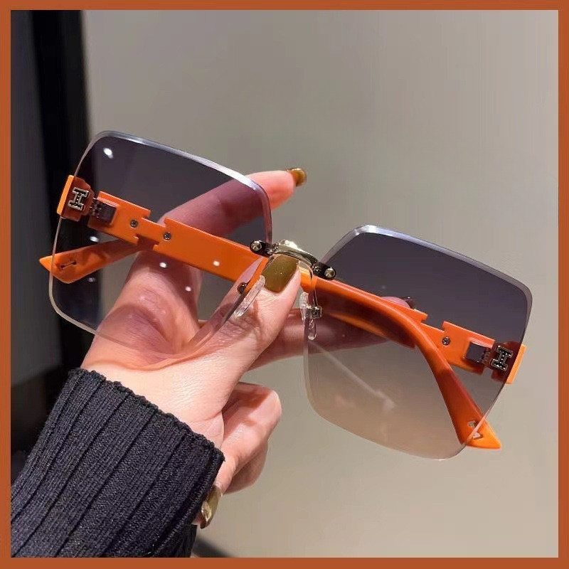 New Rimless Cut Edge Sunglasses for Men and Women Wide Edge Large Frame ...