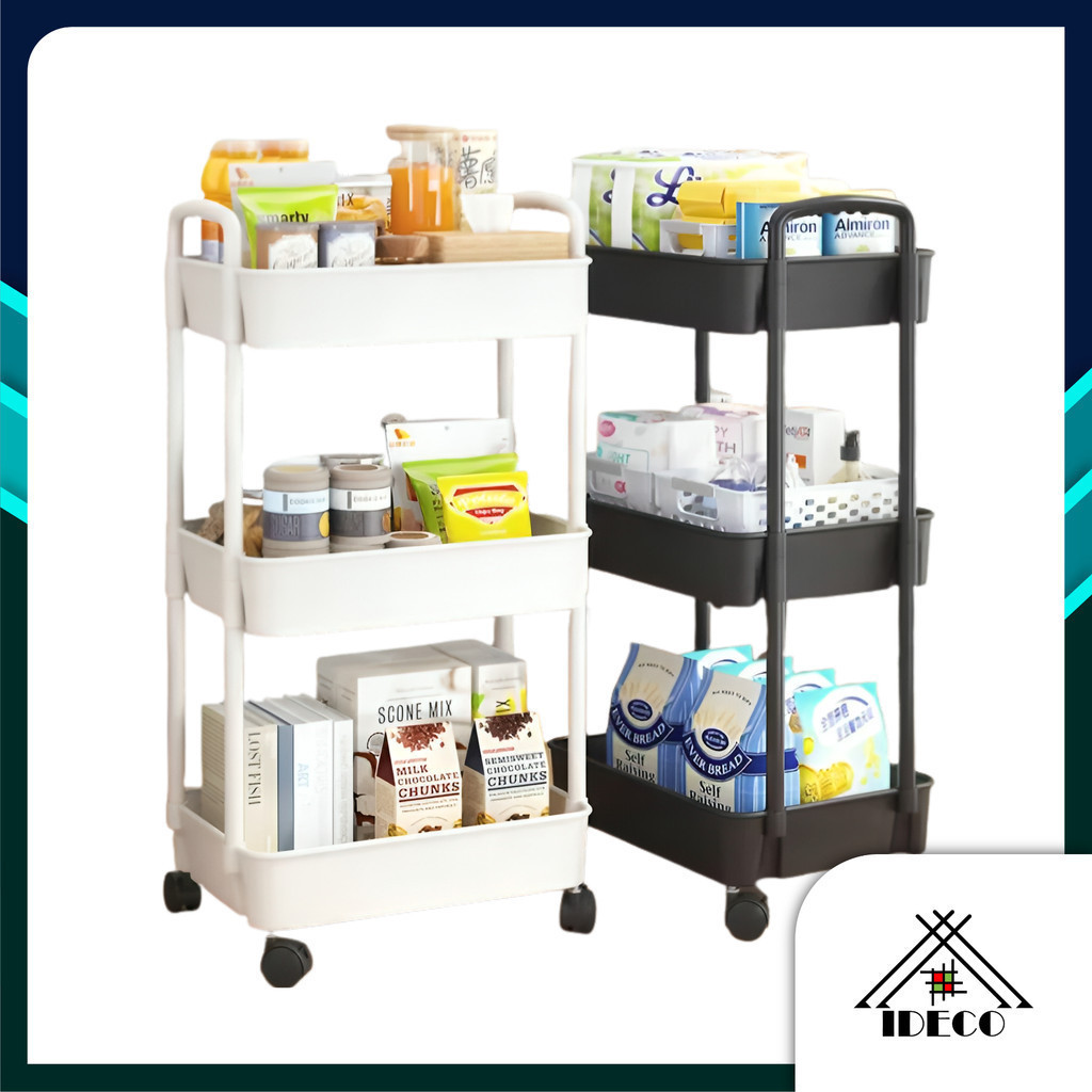 iDECO™ Multi Storey Mobile Storage Rack Trolley Kitchen Bathroom ...