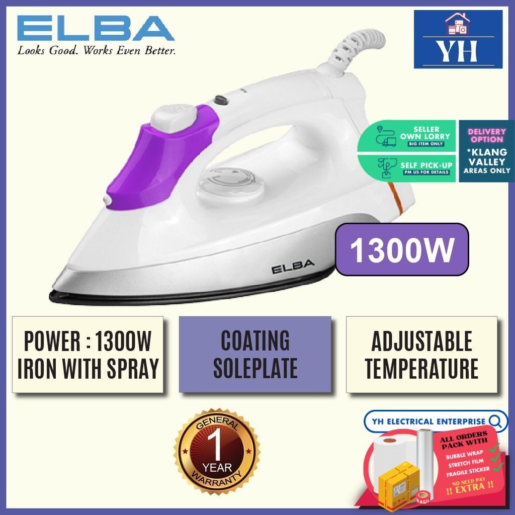 Elba 1300W Coating Soleplate Dry Iron with Spray Function - EDI-G1303 ...