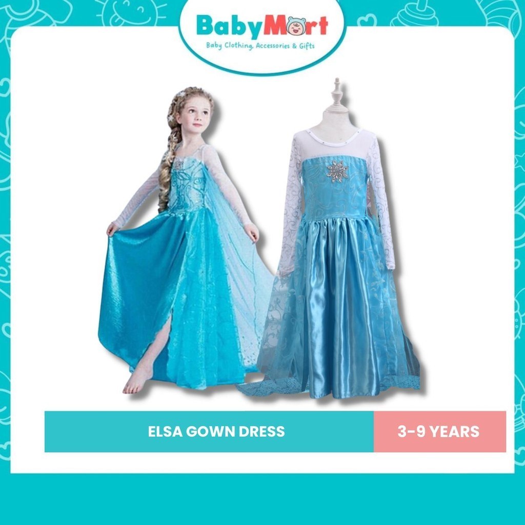 Princess Elsa Dress Gown Blue White Costume Cosplay Round Neck for ...