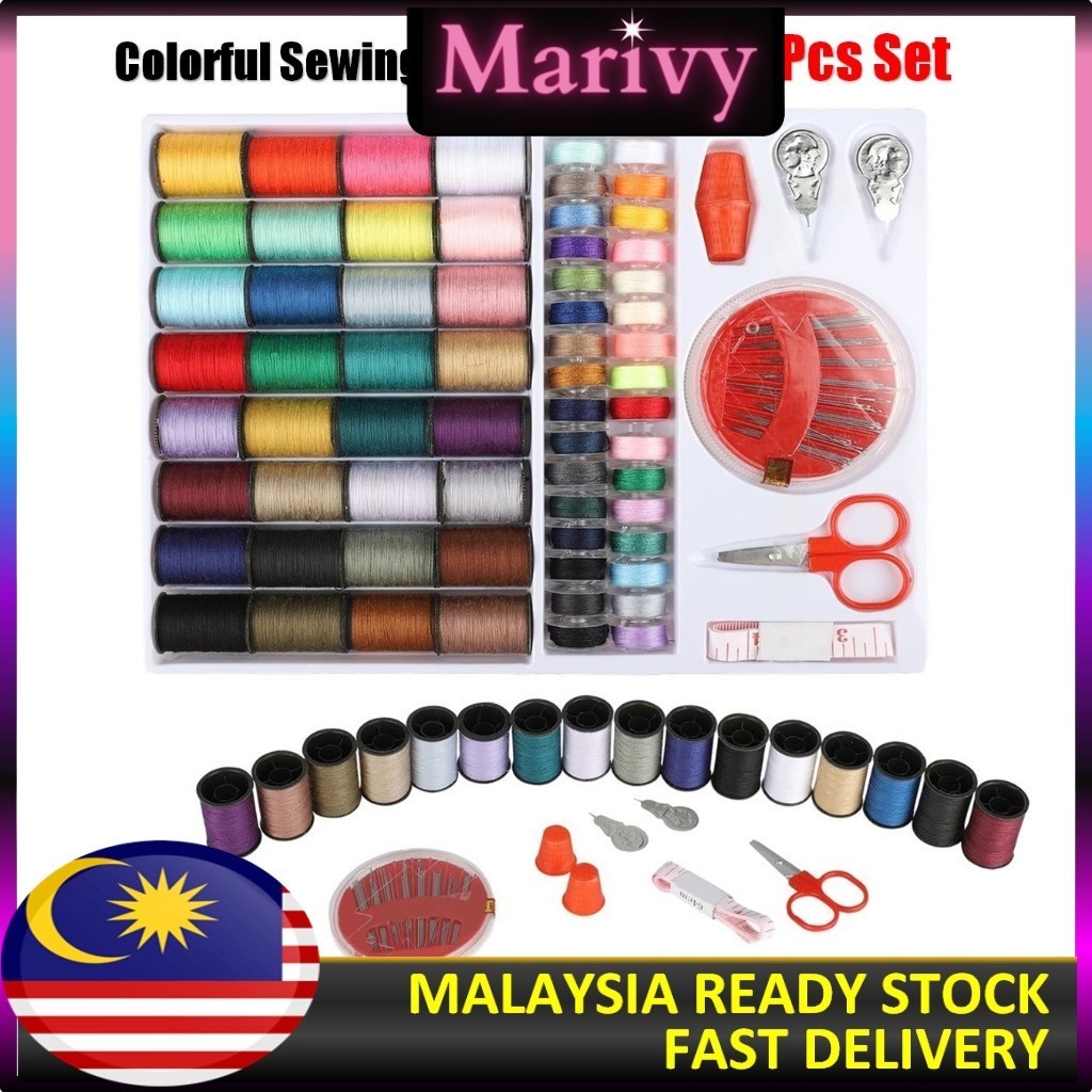 100pc Home Portable Mini Sewing Kit Tool Sewing Machine Thread Set DIY ...