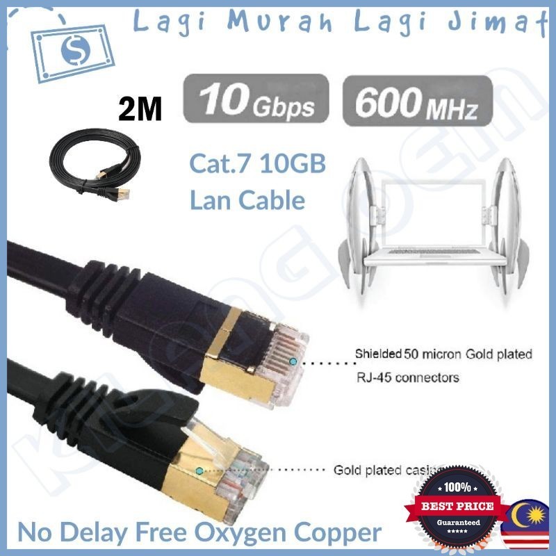 Cat 7 Network 10Gbps Gold Plated Connector Flat Cable Cat7 High Speed ...