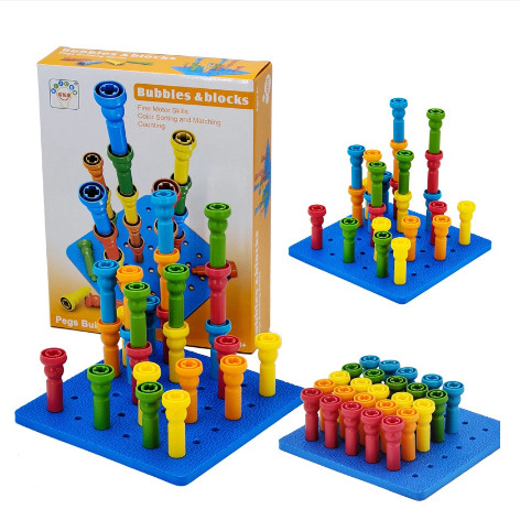 25Pcs Tall Stackers Peg with Pegboard Fine Motor Skills Toys ...