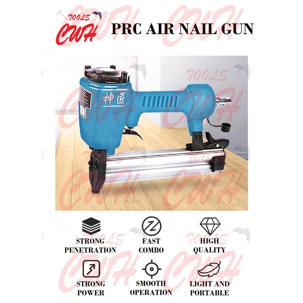 PRC PNEUMATIC AIR NAILER NAIL GUN STAPLE STAPLER PISTOL PAKU TEMBAK ANGIN F30 422J 1022J ST38 ...