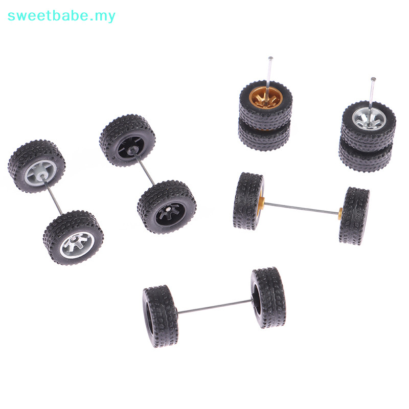 SWEETBABE 1/64 Model Car Wheels With Rubber Tires Plastic Basic ...