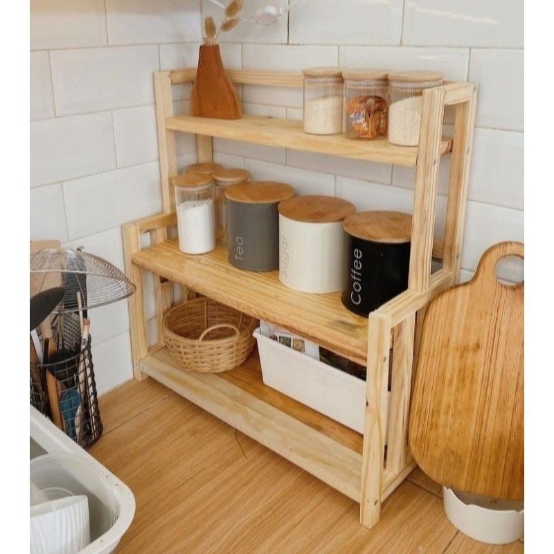 KAYU 3-tier Wooden Kitchen Spice Rack, 3-tier Spice Rack/Dutch Teak ...