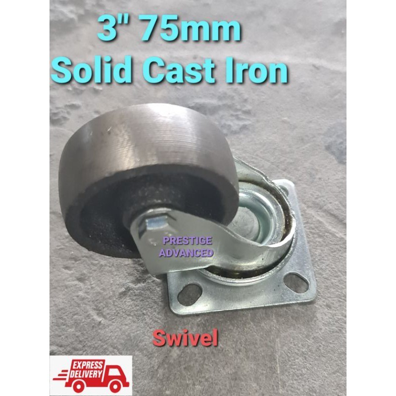 3"/ 75mm Solid Cast Iron Castor Wheel/ Kastor Roda Solid Besi 3 ...