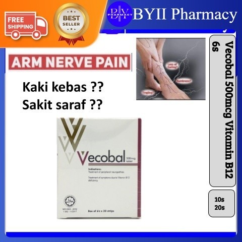 VECOBAL 500MCG TABS 6sx 20 strips/ 40 strips Mecobalamin 500mcg for ...