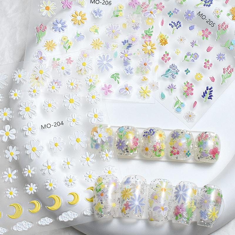 5D Spring Flower Series Relief Nail Art Stickers Mixed Sticker ...